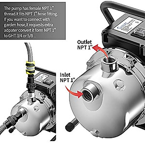 Lanchez 1.6 HP Shallow Well Pump Garden Pump，Portable Water Transfer Draining Irrigation Pump for Water Removal, Lawn Fountain Pump，Irrigation Pump 1162 GPH 147 Feet Height