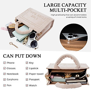 JQAliMOVV The Tote Bags for Women, Trendy Leather Tote Bags Small Top-Handle Crossbody Tote Bag Handbag for Travel Work (Khaki)