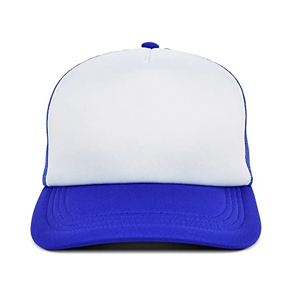 Lids Blank Basic Foam Trucker Adjustable Snapback Hat White/Royal Blue