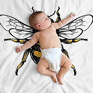 Mugod Throw Blanket Hand Drawn Bumblebee Sketch Isolated on White Background Decorative Soft Warm Cozy Flannel Plush Throws Blankets for Baby Toddler Dog Cat 30 X 40 Inch