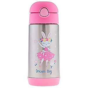 Stephen Joseph Double Wall Stainless Steel Bottles, Insulated Water Bottle for Kids Toddlers, Vacuum Insulated Bottle with Straw, BPA-Free Water Bottle – 11.8 Ounces, BUNNY,OS,SJ1212