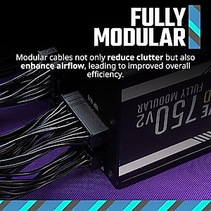 Cooler Master MWE Gold 750 V2 Full Modular, 750W, 80+ Gold Efficiency, GPU Support RTX 4070 Super, 2 EPS Connectors, 120mm HDB Fan, Semi-fanless, 5-Year