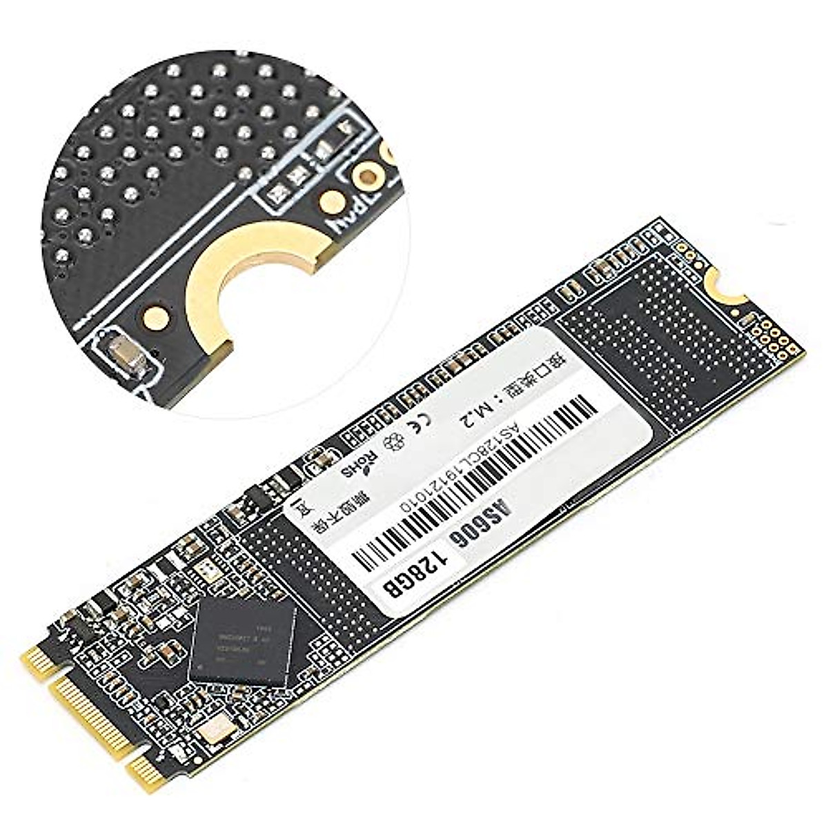 M.2/NGFF Solid State Drive, 2280 128GB SSD with 551MB/S Reading Speed and 212MB/S Writing Speed for Laptop Desktop Computer AS606