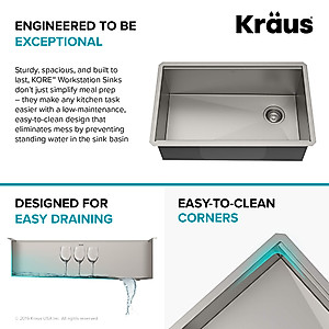 Kraus KWU110-30 Kore Kitchen Single Bowl, 30 Inch, 30"- Workstation Sink