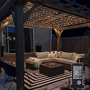 Eueasy Gazebo Lights Outdoor, 8ftx8ft Plug in Holiday Chandelier Fairy Lights 240 LED 8 Lighting Modes, Waterproof Curtain Lights for Gazebo, Party, Window, Garden (Warm White)