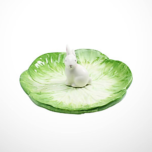 Housoutil Cabbage for Shaped Easter Porcelain Multipurpose Dessert Snack Mixing Design Snacks Tray Serving Bowl Party Display Chinese Salad Kids Green Dinner Plate Seasoning Round Fruit