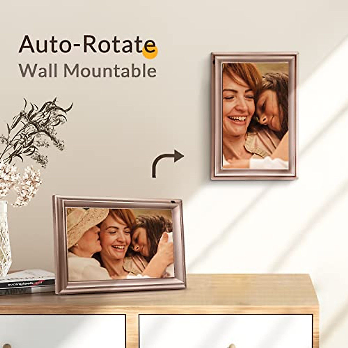 Canupfarm Digital Picture Frame, Smart WiFi 10.1 Inch Digital Photo Frame with 1280 x 800 IPS Touchscreen, 16GB Storage, Auto-Rotate, Wall Mountable, Motion Sensor, Share Moments via Frameo APP