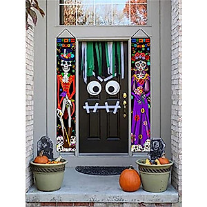 Day of The Dead Decorations Dia De Los Muertos Decor Mexican Fiesta Sugar Skull Flowers Deocrations Hanging Wall Door Banner for Indoor Outdoor