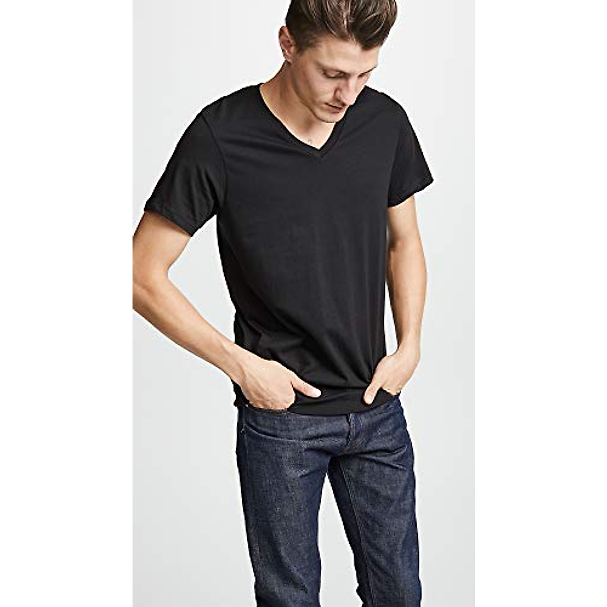 Calvin Klein Men's Cotton Classics Multipack V Neck T-Shirts, Black, X-Large