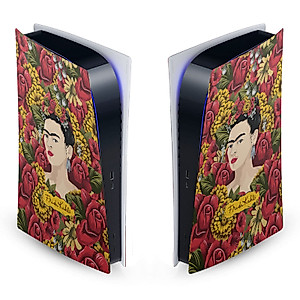 Head Case Designs Officially Licensed Frida Kahlo Portrait Pattern Floral Matte Vinyl Faceplate Sticker Gaming Skin Case Cover Compatible with Sony Playstation 5 PS5 Digital Edition Console