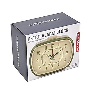 Kikkerland Battery Operated Retro Vintage Style Desktop Nightstand Bedside Office Classic Simple Alarm Clock, Beeping Alarm, Glow in Dark Hands, in Green