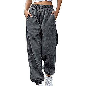 Sweatpants Women Wide Leg Sweatpants for Teen Girls,Women's High Waisted Joggers Summer Workout Baggy Yoga Pants Cinch Bottom Trousers Holiday Deals
