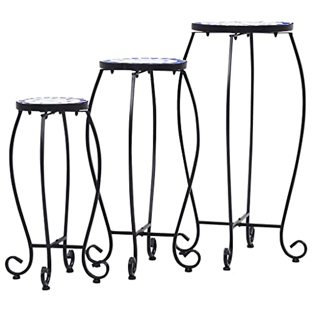 ZQQLVOO Mosaic Plant Table,Plant Rack,Plant Display Stand,Multi-Purpose Plant Stand,Flower Stands,For Backyard,Garden, Balcony,Terrace,Black White