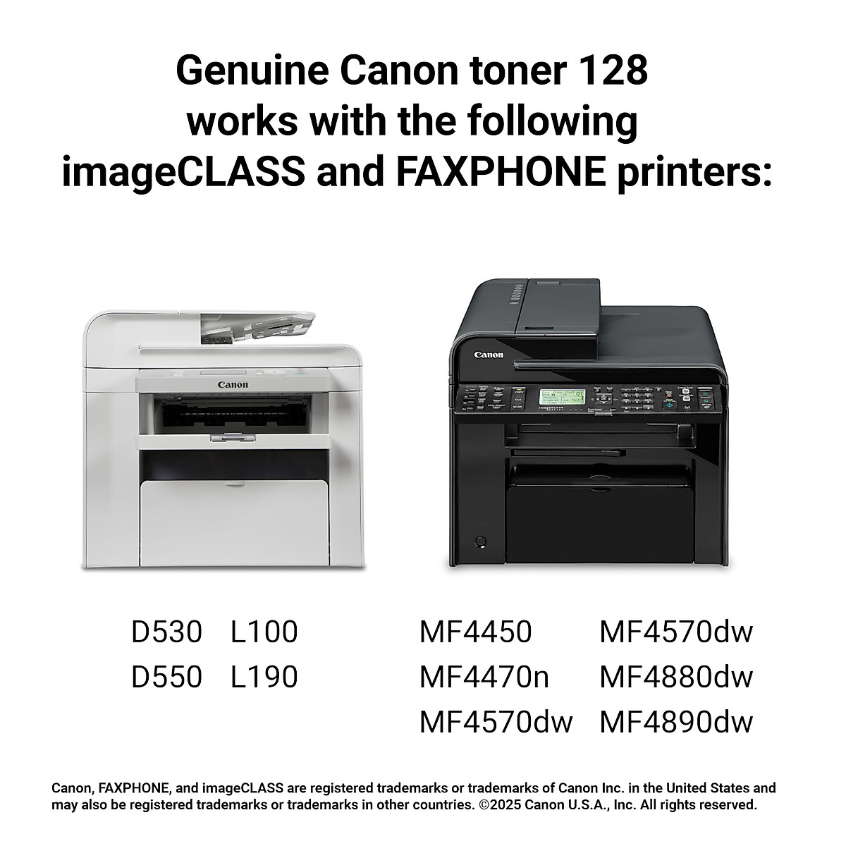 Canon Genuine Toner Cartridge 128 Black (3500B001), 1-Pack, for Canon imageCLASS MF4450, MF4500/4700/4800 Series, D500 Series, L100, L190 Laser Printer
