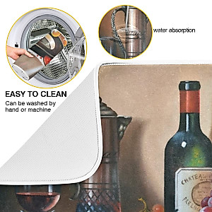 Red Wine Cheese Grape Fruit Dish Drainer Tray Counter Mats for Kitchen Drying Dish Mat Heat Resistant Mar Memory Foam Dish Drying Mat 18 x 24