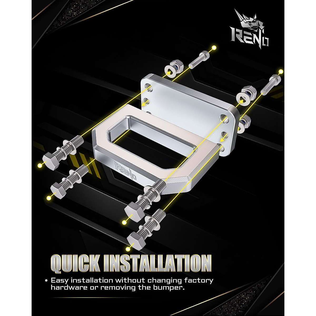 RENO Aluminum Front Tow Hooks, Heavy Duty Show Hook D-Ring Shackle Compatible with 2003-2018 Ram 2500 3500 2WD & 4WD Truck Recovery - Replace OEM 68171791AA, 52020587AB (2Pcs, Silvery)