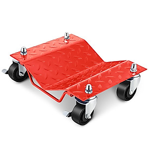 DNA MOTORING 4-Pack Tire Wheel Dolly Vehicle Wheels Dollies Movers Skates Car Tire Repair Slide Tools, 6000 lbs Capacity, Red,TOOLS-00298