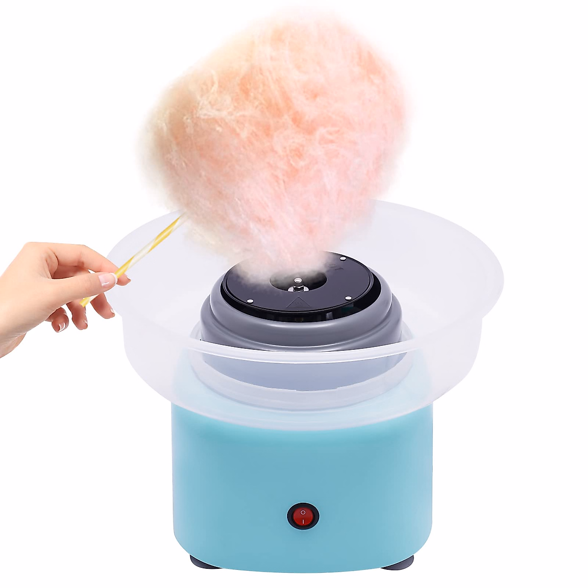 Cotton Candy Machine portable with Large Splash-Proof Plate Countertop Cotton Candy Maker Homemade Sweets with Sugar Scoop & Candy Sticks for Home Kids Birthday Family Party