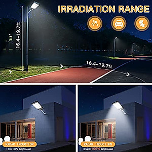 Hoddinol Solar Street Lights Outdoor, 800W Solar Street Light, 30000LM Dusk to Dawn Commercial LED Flood Lights with Motion Sensor and Remote Control, for Yard, Garden, Patio
