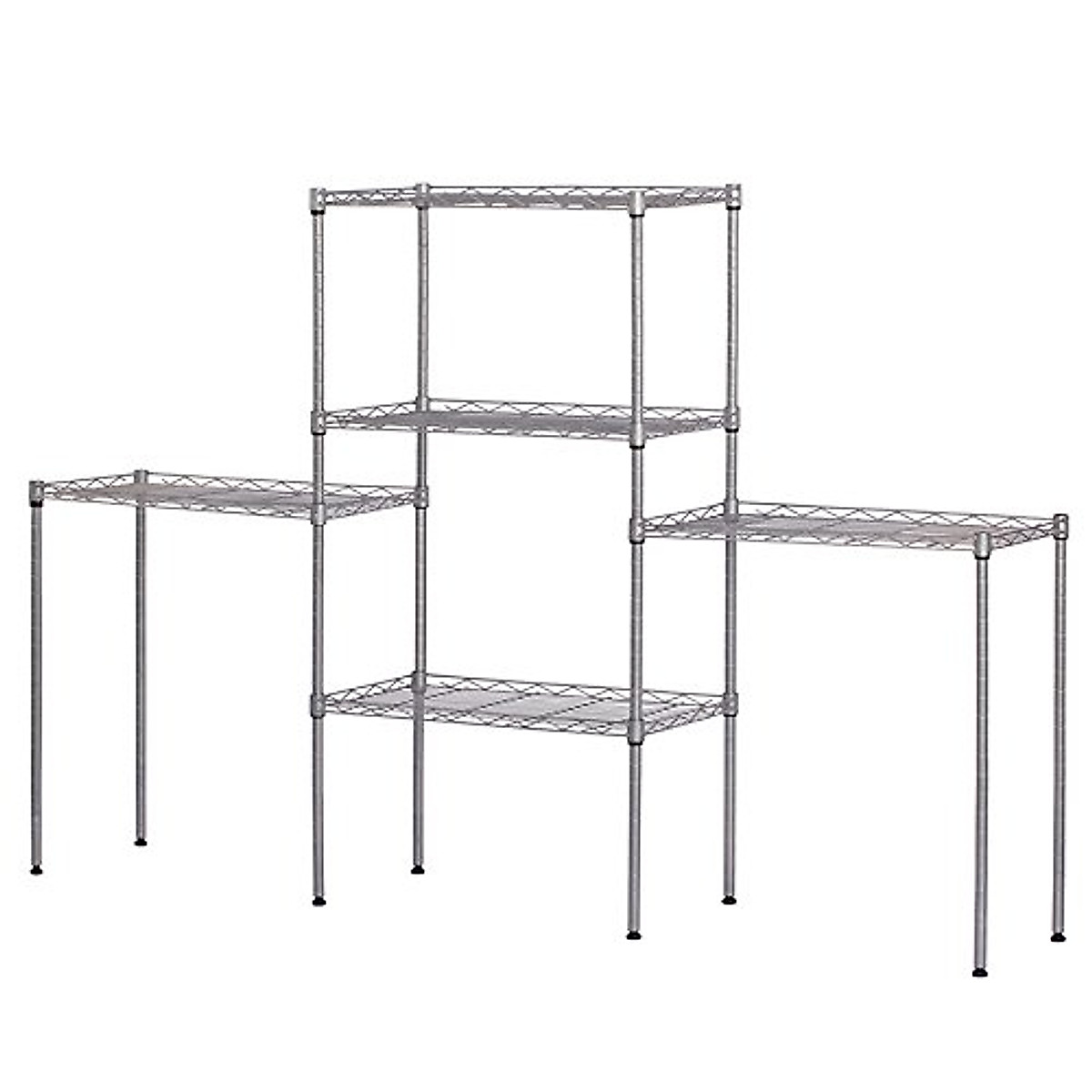 5 Tier Adjustable Storage Rack, Metal Storage Wire Shelving Standing Storage Shelf Units for Bathroom, Living Room, Balcony, Kitchen 550Lbs Capacity 21.2" L x 11.4" W x 59.1" H (Silver)
