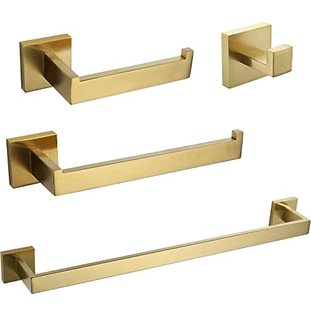 VELIMAX Premium Stainless Steel 4 Pieces Bathroom Hardware Accessories Set Wall Mounted Towel Bar Set, Brushed Gold, 23.6-Inch