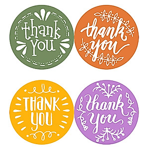 Youngever Thank You Stickers Rolls of 1240 pcs, 12 Unique Designs, 1.5 Inch, Thank You Sticker Roll Boutique Supplies for Business Packaging, Mailer Seal Stickers
