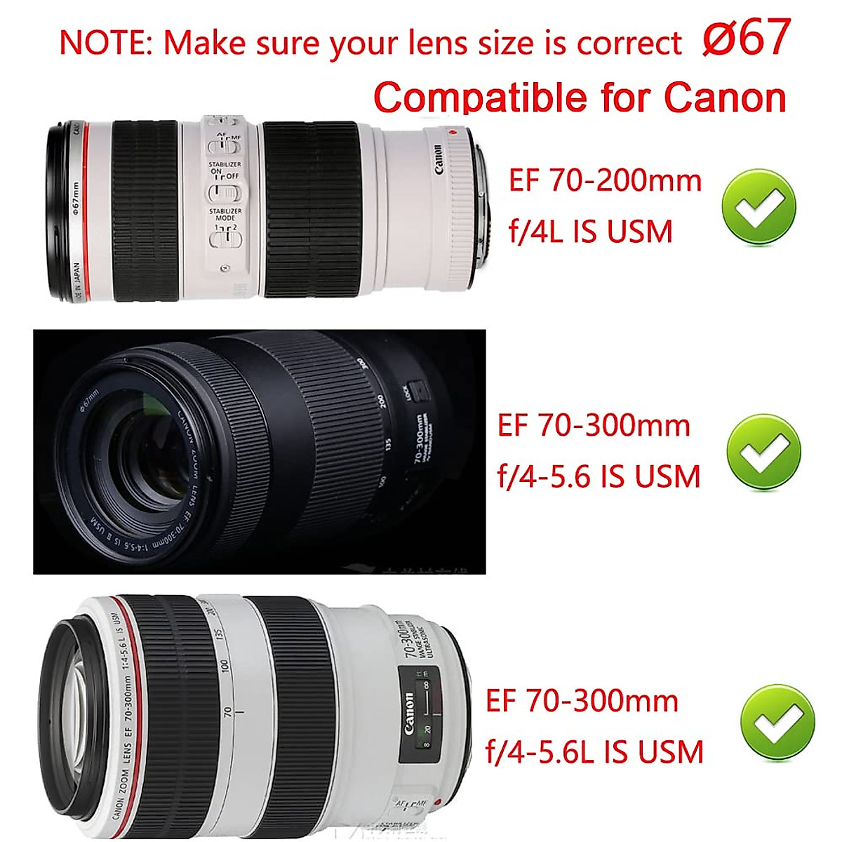 67MM Lens Cap Cover for Canon 77D 90D w/ EF-S 18-135mm Lens Cap Nikon D750 D780 w/ 18-105mm 16-85mm Lens Cap [2 Pack]