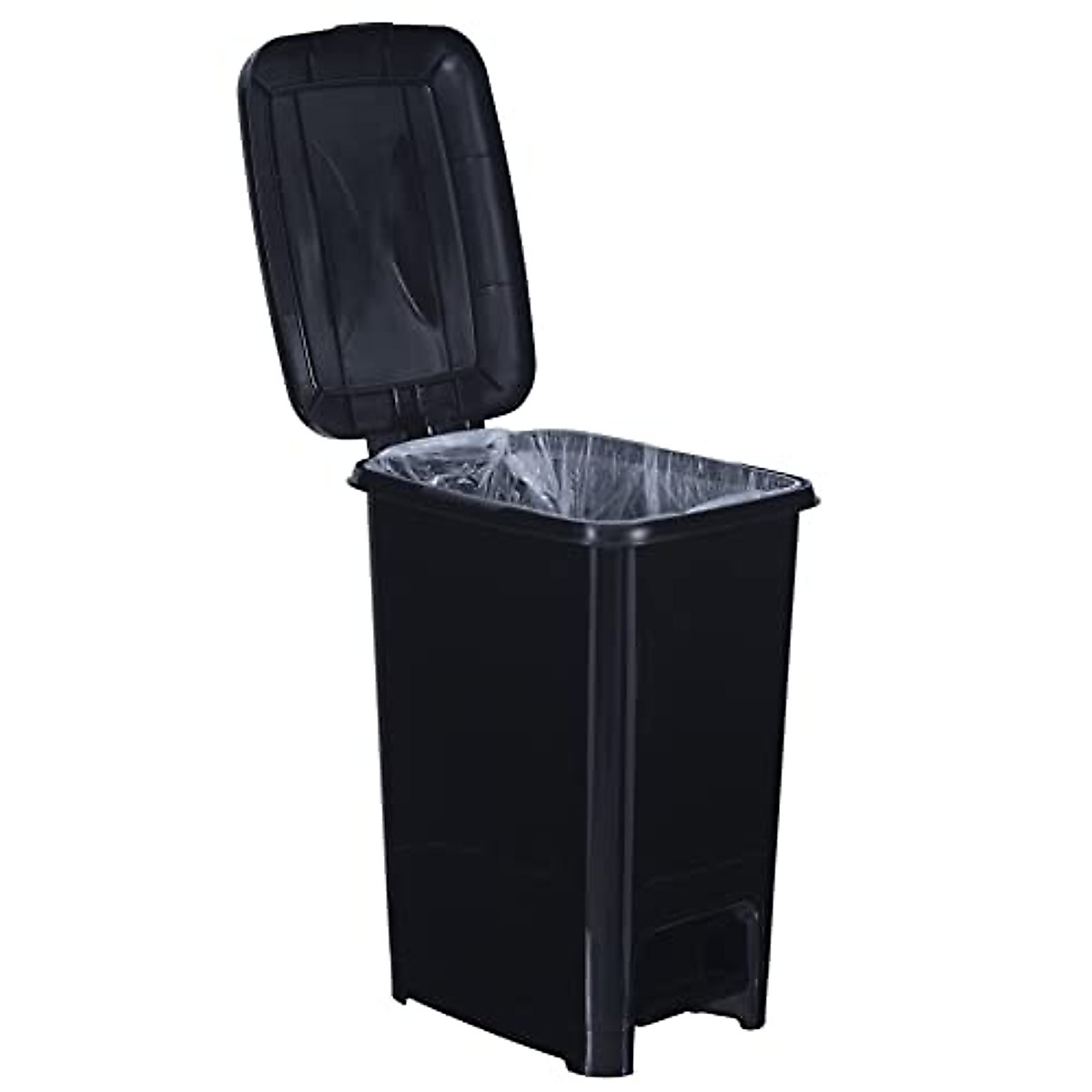 Superio Slim Pedal Trash Can, 64 Qt. (Black), Large Trash Can with Step-On Pedal, Durable Material Home and Kitchen Trash Can 16 Gallons