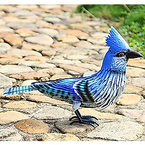 Shefio Garden Decor - Blue Jay Bird Decor, Beautiful Backyard Ideas & Garden Gifts - These Handmade Metal Birds are Perfect Outdoor Decor, Metal Yard Art for Lawn Ornament, Yard Decorations Outdoor