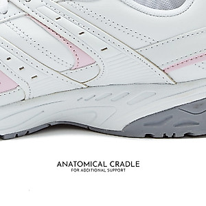 Avia Verge Womens Sneakers - Tennis, Court, Cross Training, or Pickleball Shoes for Women, 9 Wide, White with Light Pink