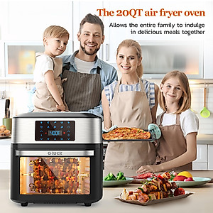 GLUCK Air Fryer Oven,10-in-1 20 QT Airfryer Toaster Oven with Visible Cooking Window,Large Air Fryer Toaster Oven Combo with Recipes & 13 Accessories ， ETL Certification