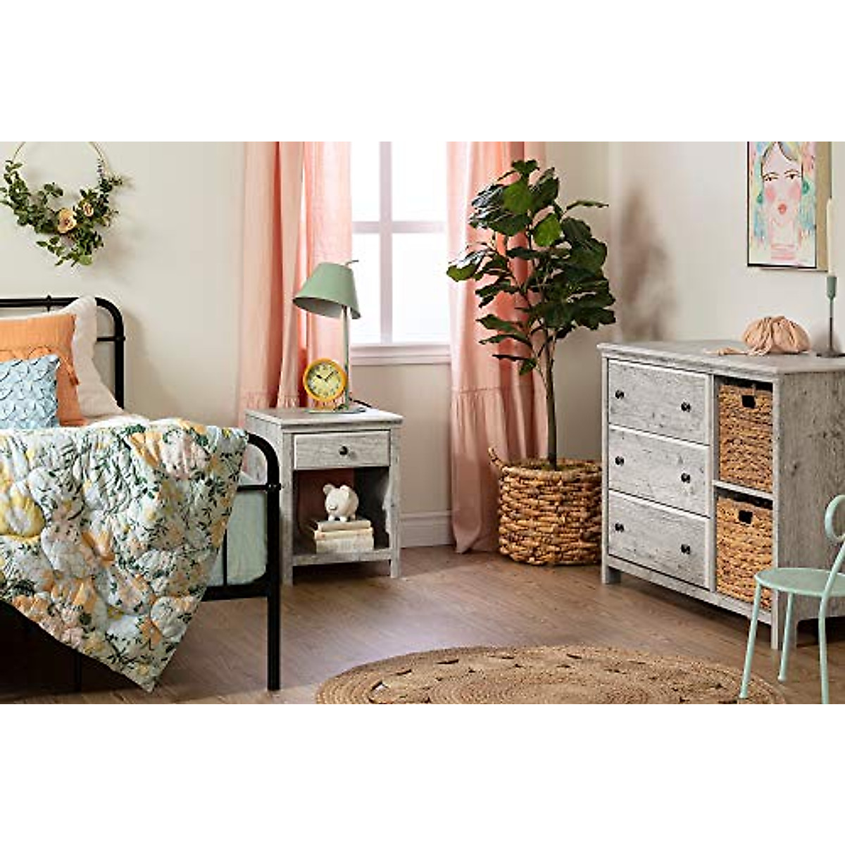 South Shore Cotton Candy 3-Drawer Dresser with Baskets-Seaside Pine