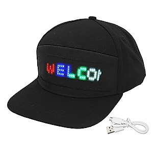 Yoidesu Programmable LED withApp Control, Editable Colorful Hat for Outdoor Concerts, Carnivals (Black Hat)