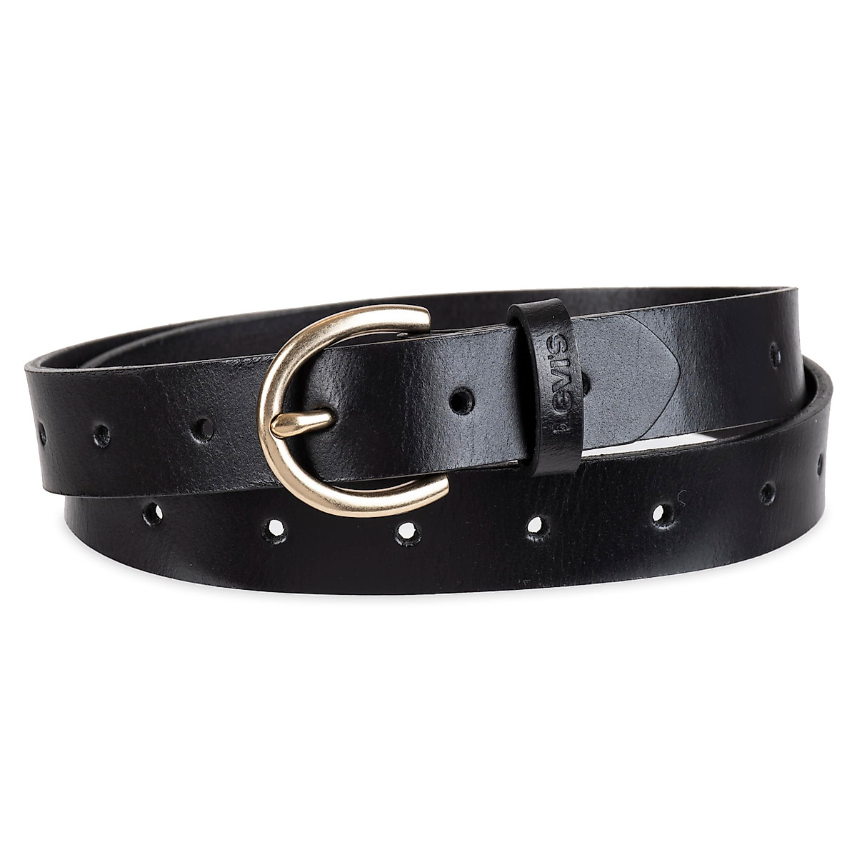 Levi's Women's Fully Adjustable Slim Belt, Black Perforated, Small