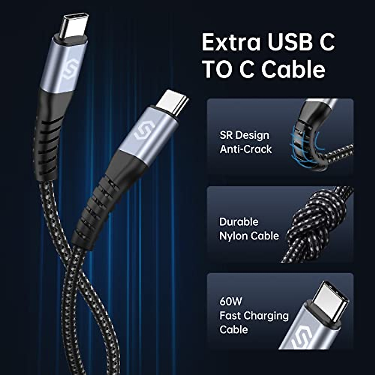 Syncwire USB C Car Charger 60W [PD 30W & QC 30W] Car Charger Fast Charging USB Car Charger Adapter with 5FT Type C Cable Compatible with Samsung S23/S22 Google Pixel 7/7Pro iPhone 14 Pro Max and More