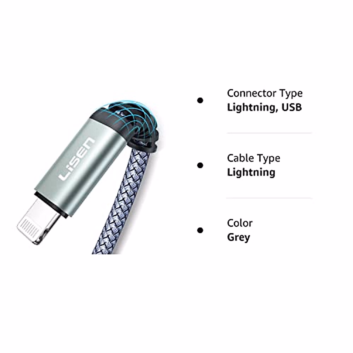 LISEN MFi Certified iPhone Charger Cable (6.6ft), [Never Rupture] Lightning Cable 2.4A Fast Charging iPhone Cord Compatible with iPhone 11 Pro/Xs Max/XR/XS/X/8/8 Plus/7/6/6 Plus/SE/5/5S