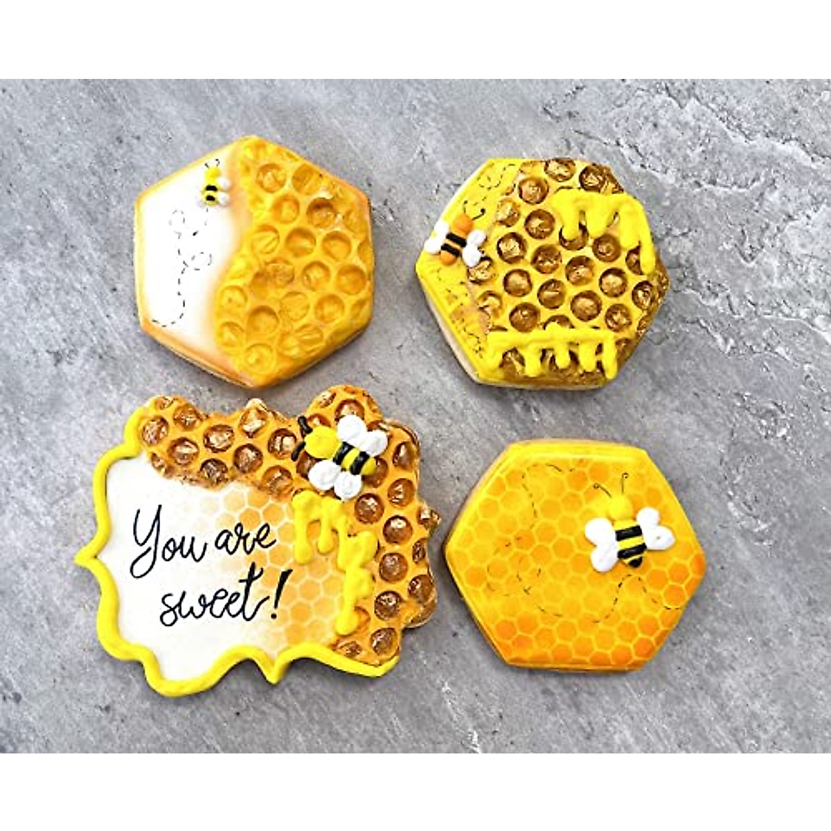 Bee Cookie Cutters 7-Pc. Set Made in the USA by Ann Clark, Cute Bee, Small Flower, Honey Pot, Beehive, Honeycomb and more