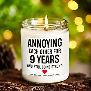 Younift 9 Years Candle, 9 Year Anniversary, Gifts for Him, Her, 9th Anniversary, Gifts for Husband, Wife, 9th Wedding Anniversary, Gifts for Couple, Funny Gifts, Pottery Anniversary