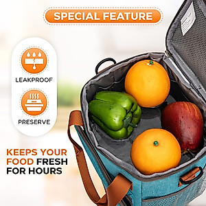 Eatronix Insulated Lunch Bag 8L – Adult Lunch Box Small Bag for Work, Office, Picnic, Travel – Mens Lunchbox for Work, Kids, Women, Nurse, Teacher Tote, Flight Attendant Cooler with Strap (Aqua Blue)