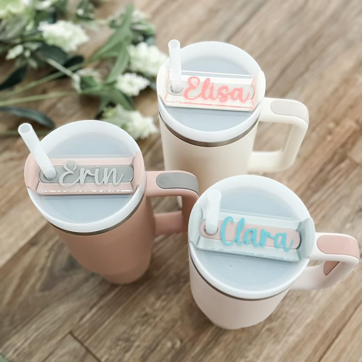 Imaginate Personalized Tumbler Name Plate Compatible with Stanley - Customizable Engraved Acrylic Name Tag Cup Accessory - Fits 14, 20, 30 or 40 Ounce Quencher H2.0 FlowState Lid