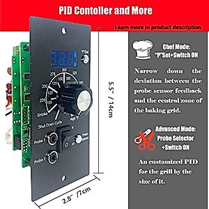 PID Control Board Replacement with Custmized Function for Digital Pro Controller (Item#365) with RTD Sensor, 2 Packs of Meat Probe.