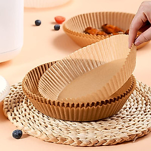 Air Fryer Parchment Paper Pan 6.5" Non-Stick Disposable Baking Paper Liners Unperforated Round Air Fryer Sheets For Baking Roasting Microwave Oven (100, Natural)