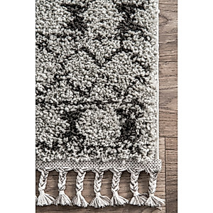 nuLOOM Vasiliki Moroccan Shag Tasseled Area Rug, 8x10, Grey