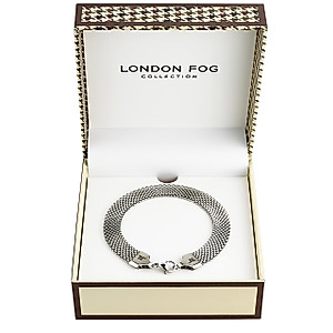 LONDON FOG 8 Inch Tailored Silver Plated Mesh Link Bracelet For Men and Women (LF10018) (Gold, 8 Inch Mesh)
