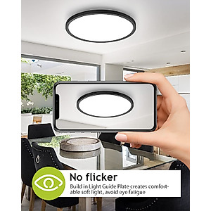 2PACK Flush Mount LED Ceiling Light Fixture Black, 12Inch 28Watt, Dimmable & 3000K-4500K-6000K 3 Color Selectable Ceiling Lamp 3200LM Low Profile Ceiling Light for Kitchen Bedroom Hallway Porch