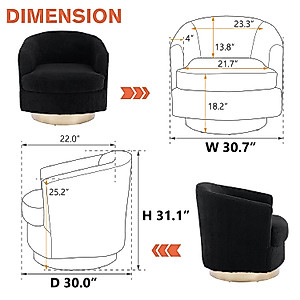 Dxacvkc 30.7" W Boucle Chair Swivel Barrel Chair Comfy Round Accent Sofa Chair for Living Room, 360 Degree Club Chair, Leisure Arm Chair for Nursery/Bedroom/Living Room/Lounge Hotel/Office, Black