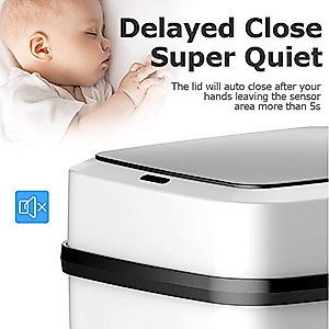 NORMIA RITA Knee & Hands Touchless Trash Can 3 Gallons Small Automatic Garbage Can with 0.3s Fast Motion Sensor for Kitchen Bedroom Bathroom