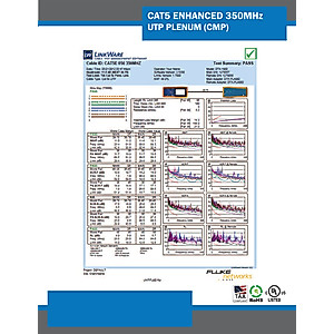 Vertical Cable CAT5E, 350 MHz, UTP, 24AWG, 8C Solid Bare Copper, Plenum, 1000ft, Blue, Bulk Ethernet Cable