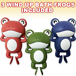 ArtCreativity Wind Up Bath Frogs for Kids, Set of 3, Swimming Frog Toys in Assorted Colors, Frog Bathtub Toys for Kids That Swim in Water, Great as Swimming Pool Toys and Birthday Party Favors