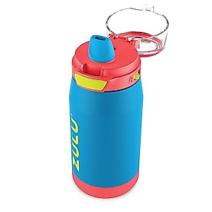 ZULU Kids Flex 12oz Stainless Steel Insulated Water Bottle with Silicone Spout, Leak-Proof Locking Flip Lid and Soft Touch Carry Loop for School Backpack, Lunchbox, and Outdoor Sports, Superhero
